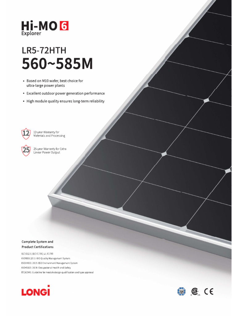 Ficha Tecnica Panel Solar Longo 585W | PDF