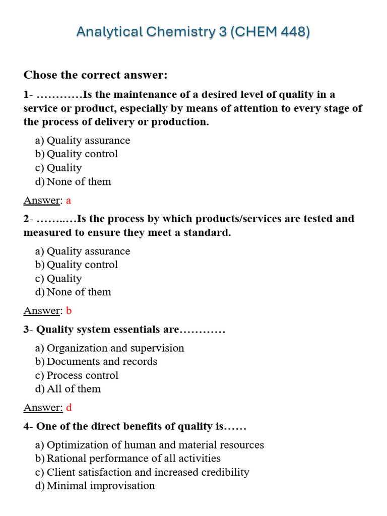 Quality Assurance in Analytical Chemistry | PDF | N Ox | Oxide