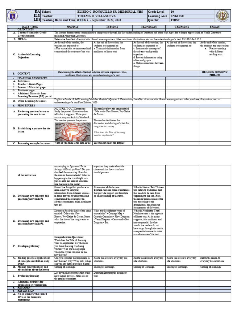 ENG10-Week 3 | PDF | Reading Comprehension | Behavior Modification