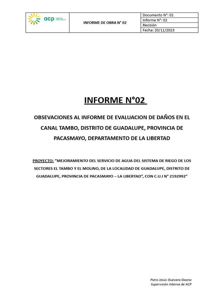 Informe N°02 PJGG - Observaciones Informe de Evaluación | PDF