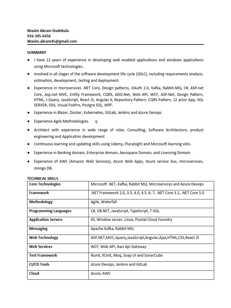 Software Development Resume | PDF | Microsoft Sql Server | J Query