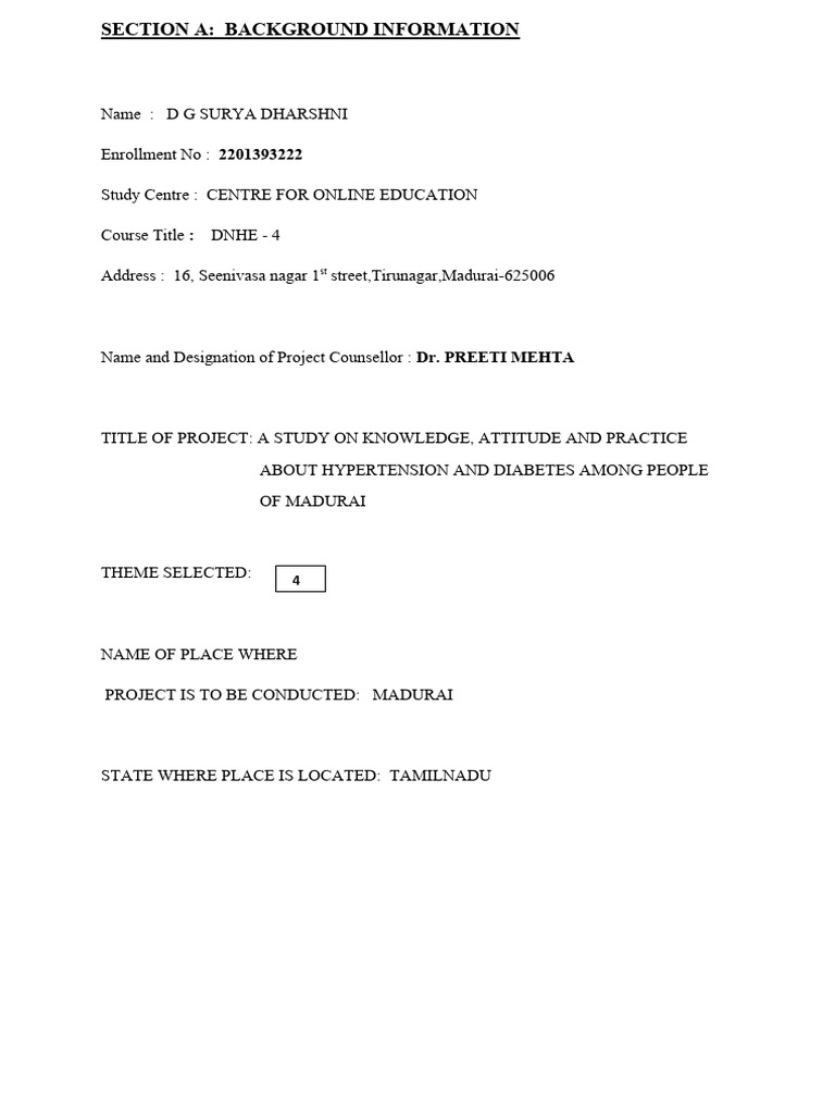 DNHE4 Project Proposal 2201393222 | PDF | Hypertension | Diabetes