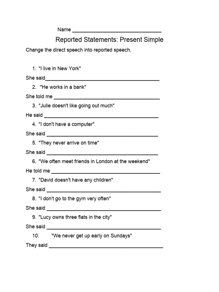 Reported Speech, Second Conditional Test | PDF | Language Arts & Discipline