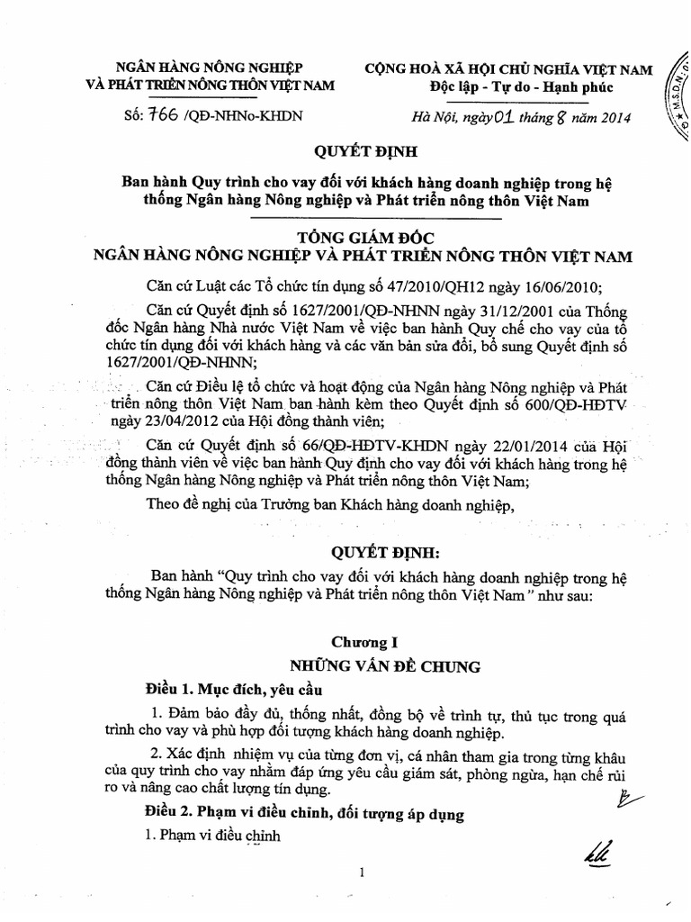 Quy Trình Tín D NG KHDN Agribank | PDF