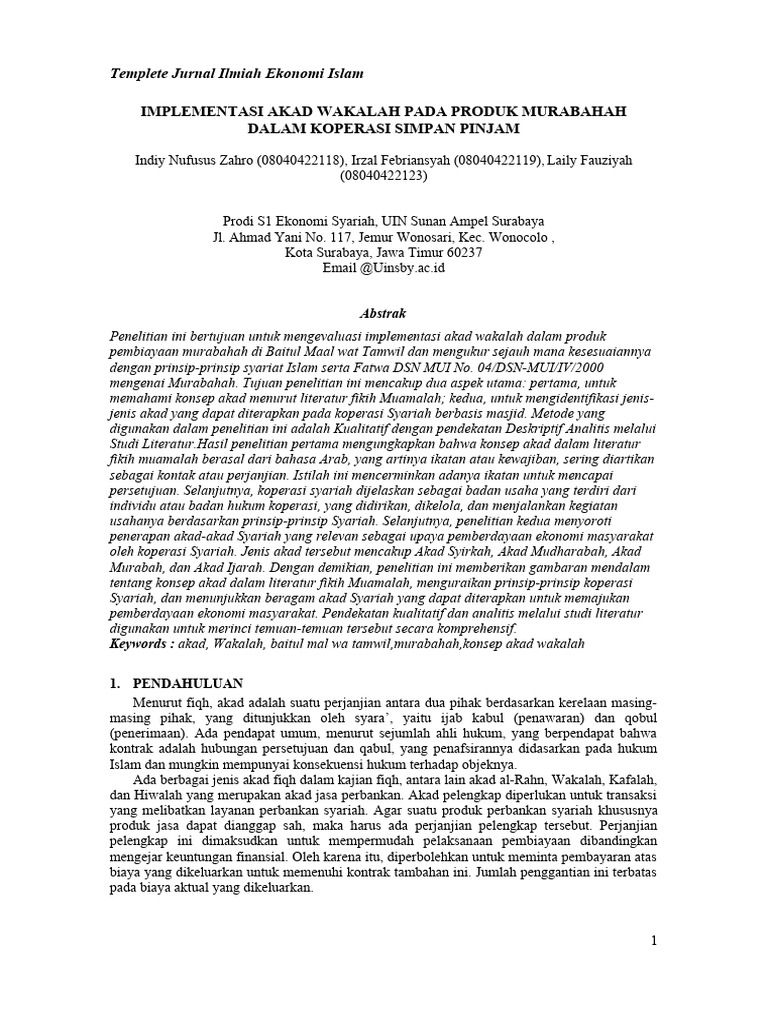 Kel 3-Implementasi Akad Wakalah Dalam Produk Murobahah Pada Koperasi Simpan Pinjam | PDF