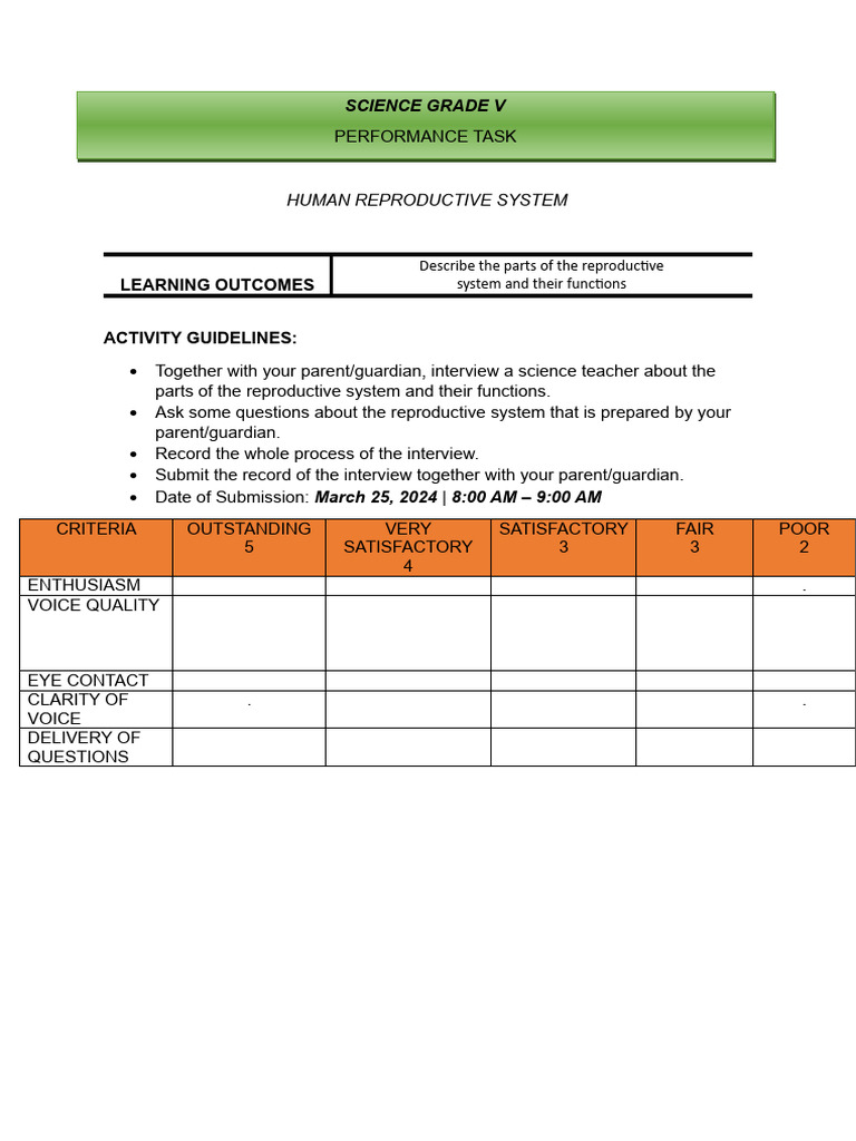 Sample Performance Task Ped07 | PDF