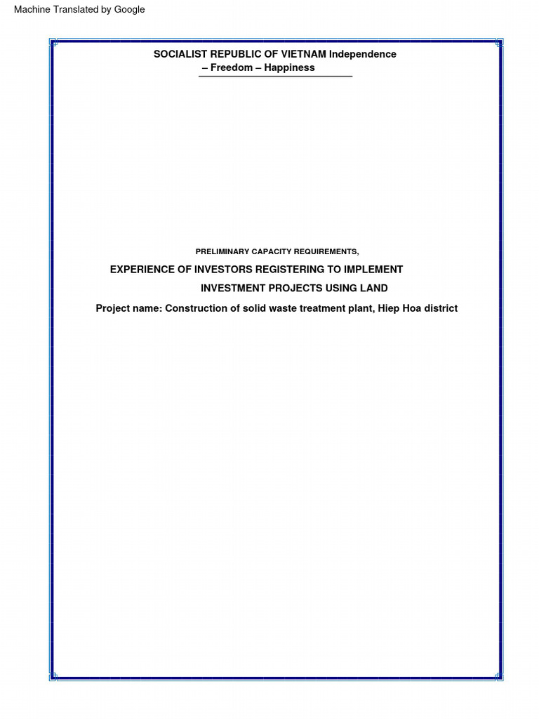 Bộ HS Yêu Cầu Sơ Bộ NLKN - Dự Án NMR Hiệp Hòa-EN | PDF | Waste | Joint ...