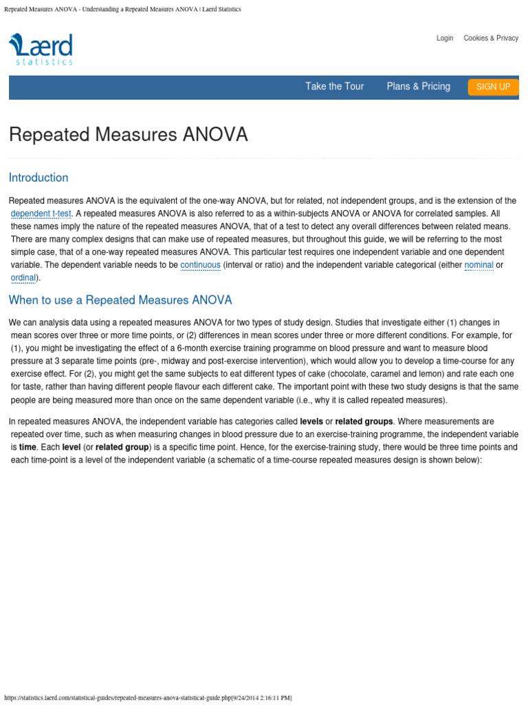 Repeated Measures ANOVA - Understanding a Repeated Measures ANOVA _ Laerd St | PDF | Analysis Of ...
