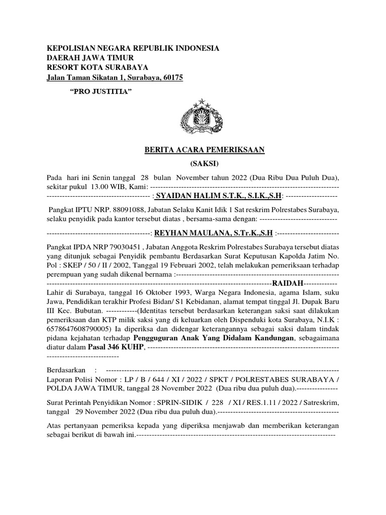 BAP SAKSI (Bidan) | PDF