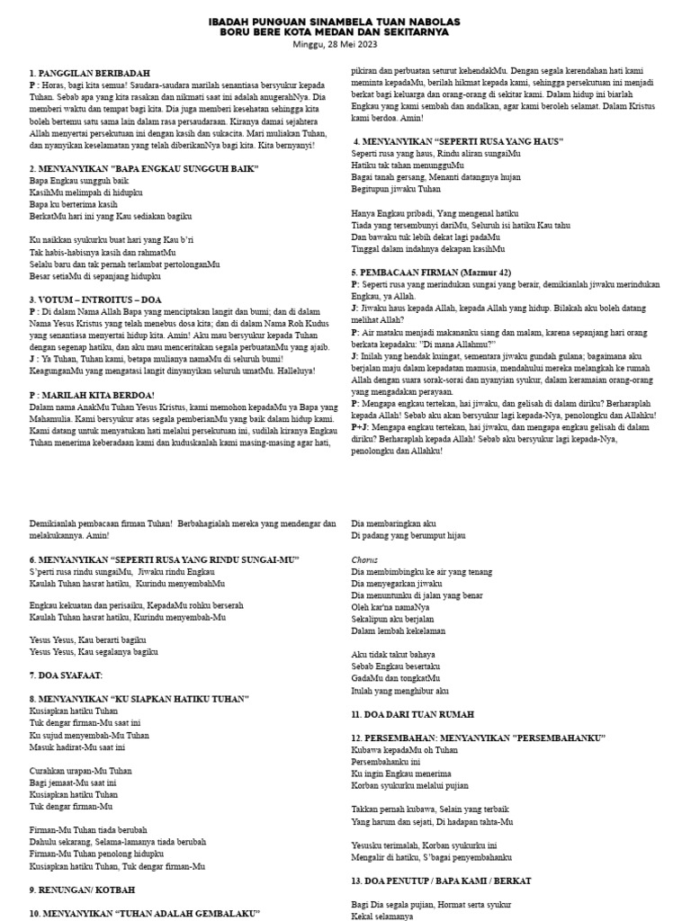 Ibadah Sinambela Tuan Nabolas | PDF