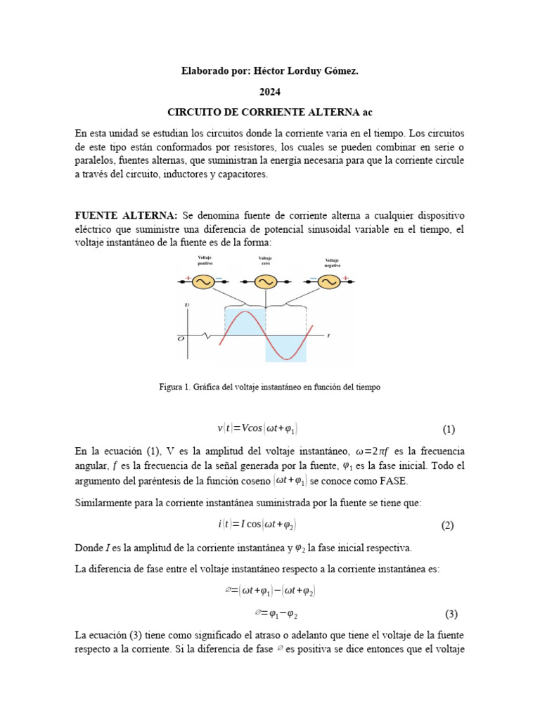 Circuitos de Corriente Alterna (AC) | PDF | Energia electrica | Impedancia eléctrica