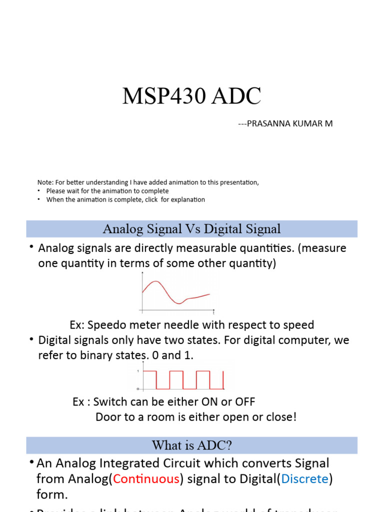 MSP430 Adc | PDF | Analog To Digital Converter | Digital Signal