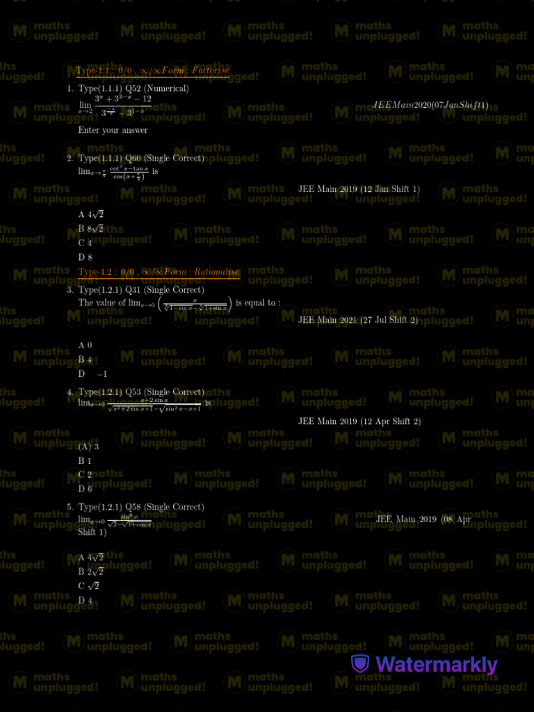 16 Limits Questions | PDF | Function (Mathematics) | Mathematical Objects
