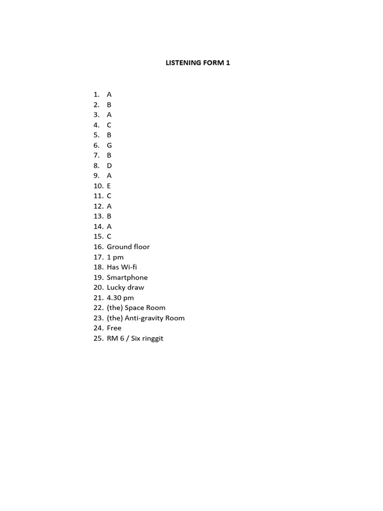 Listening Form 1 Ar2 | PDF