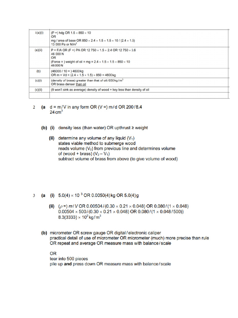 Grade-VII Mid-Term Density (Theory) Answers | PDF