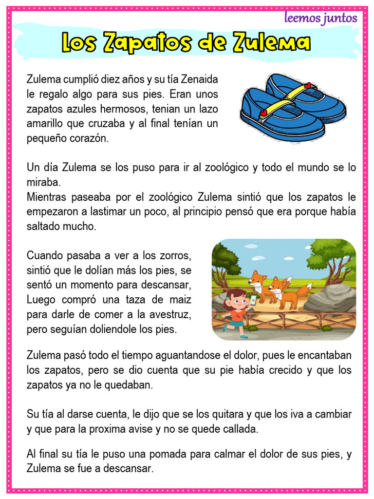 Los zapatos de Zulema: un cuento infantil | PDF | Artes del Lenguaje y ...