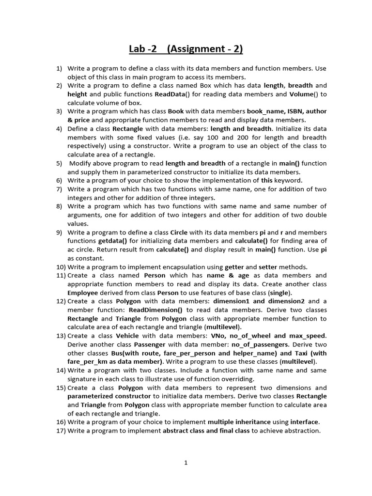 Lab Sheet 2 Java Pdf Class Computer Programming Method Computer Programming 1344