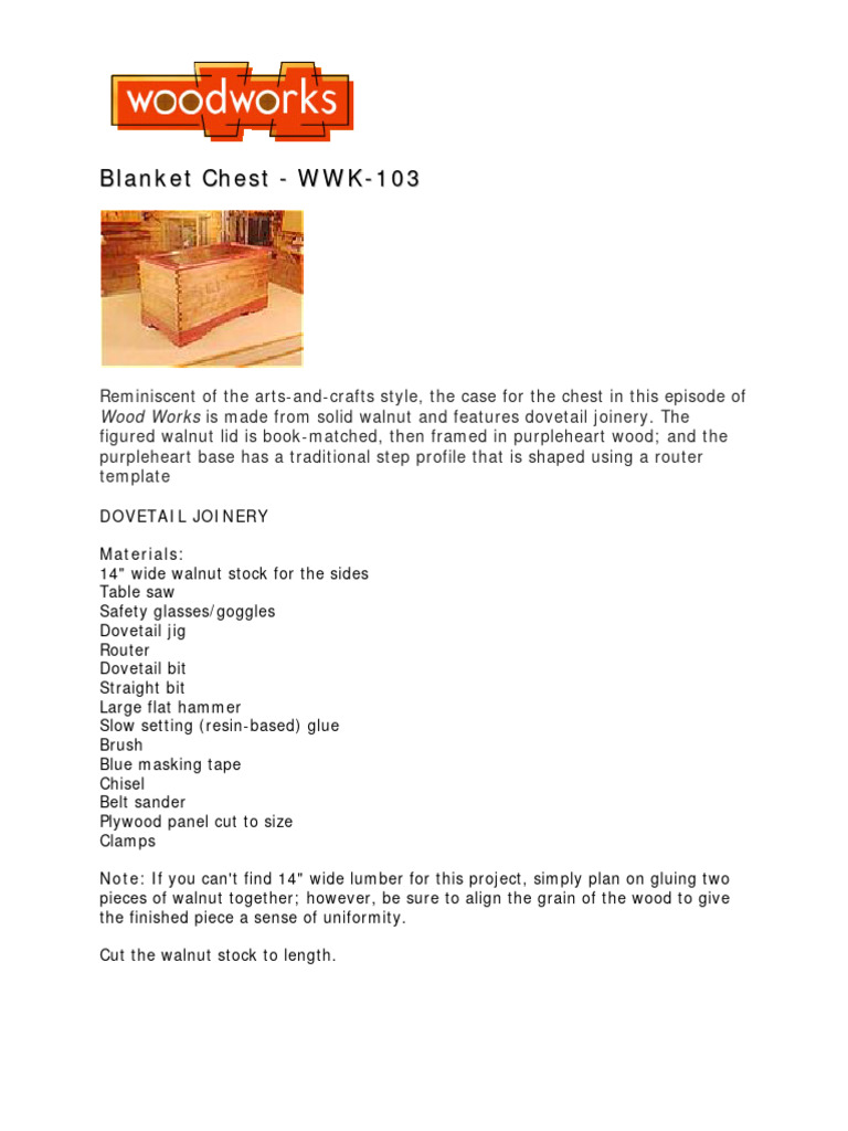 Woodworks - 103-Blanket Chest | PDF | Woodworking | Crafts