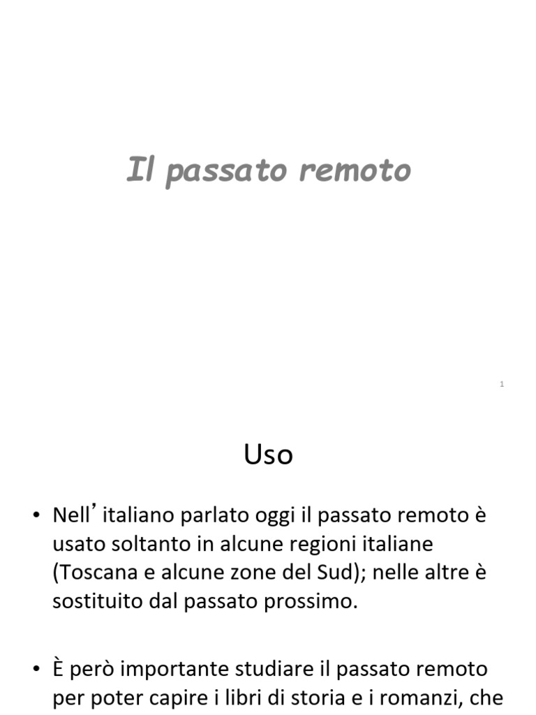 Passato Remoto e Trapassato Prossimo e Remoto | PDF