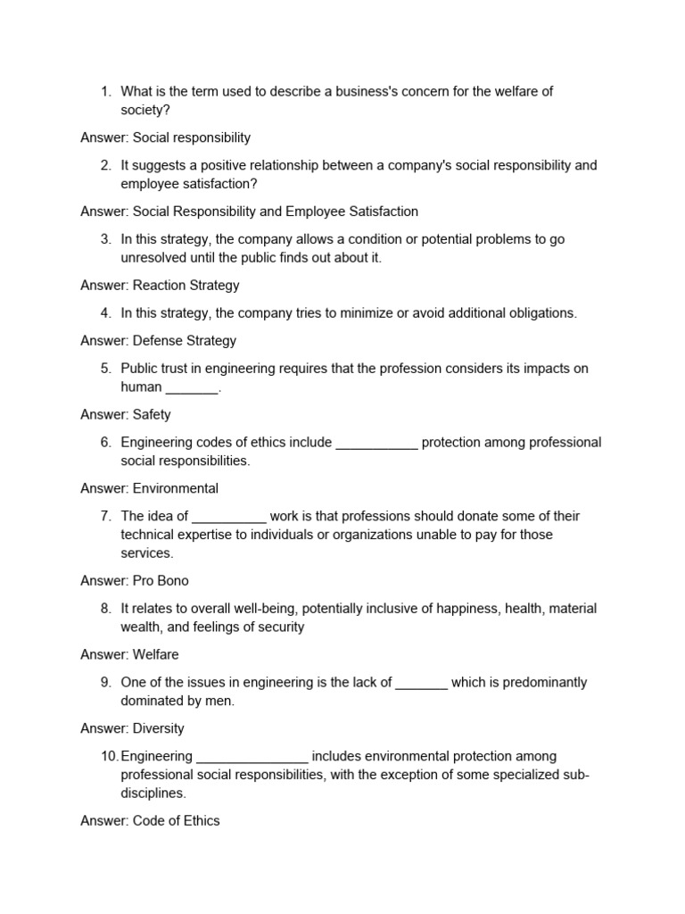 EngMan Questionnaire | PDF | Sustainability | Corporate Social ...