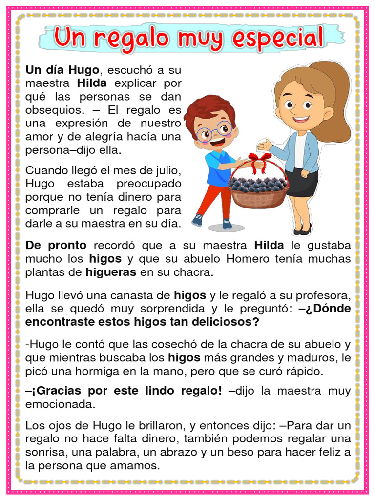 Ficha Leemos Un Regalo Muy Especial | PDF | Artes del Lenguaje y ...