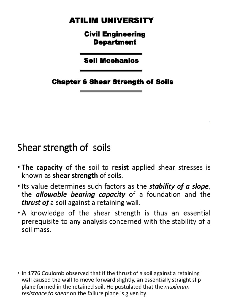 06 Print CE311 SHEAR - STRENGTH | PDF | Soil Mechanics | Stress (Mechanics)