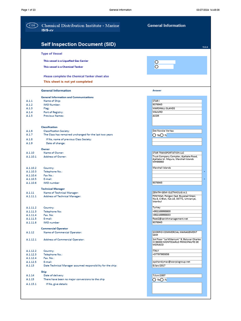 CDI Self Inspection Document | PDF | Calibration | Liquefied Petroleum Gas