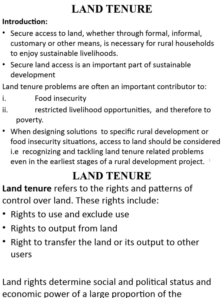 Understanding Land Tenure Systems | PDF | Farms | Land Reform