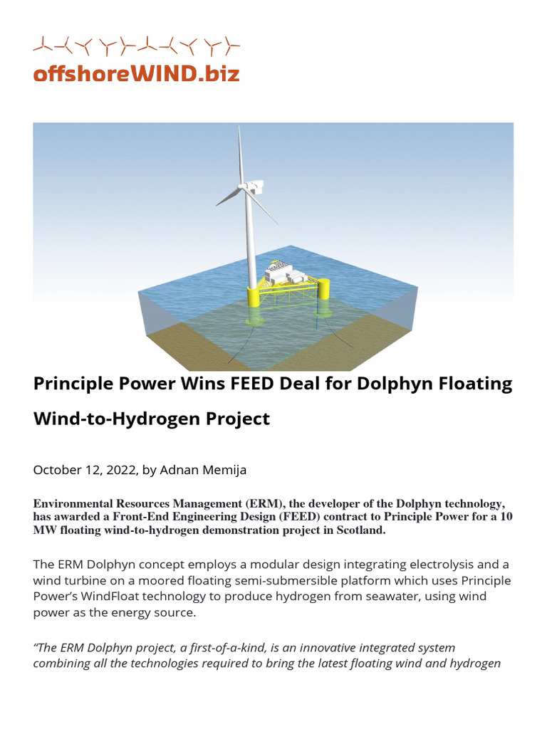 2022 OFFSHORE WIND Principle Power Wins FEED Deal For Dolphyn Floating ...