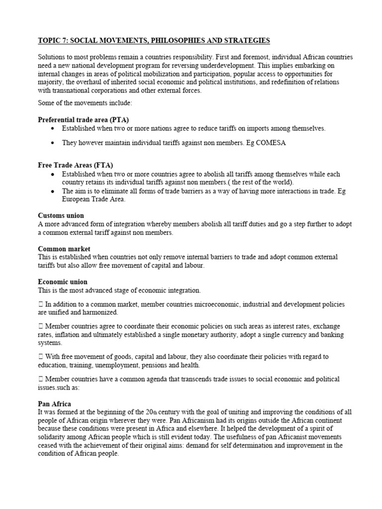 African Social Movements and Integration Strategies | PDF | New ...