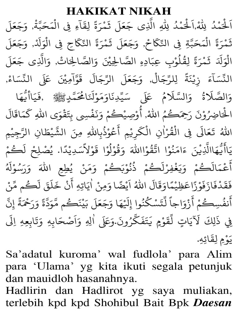 Nasihat Pernikahan Tentang Ayat-Ayat Nikah | PDF