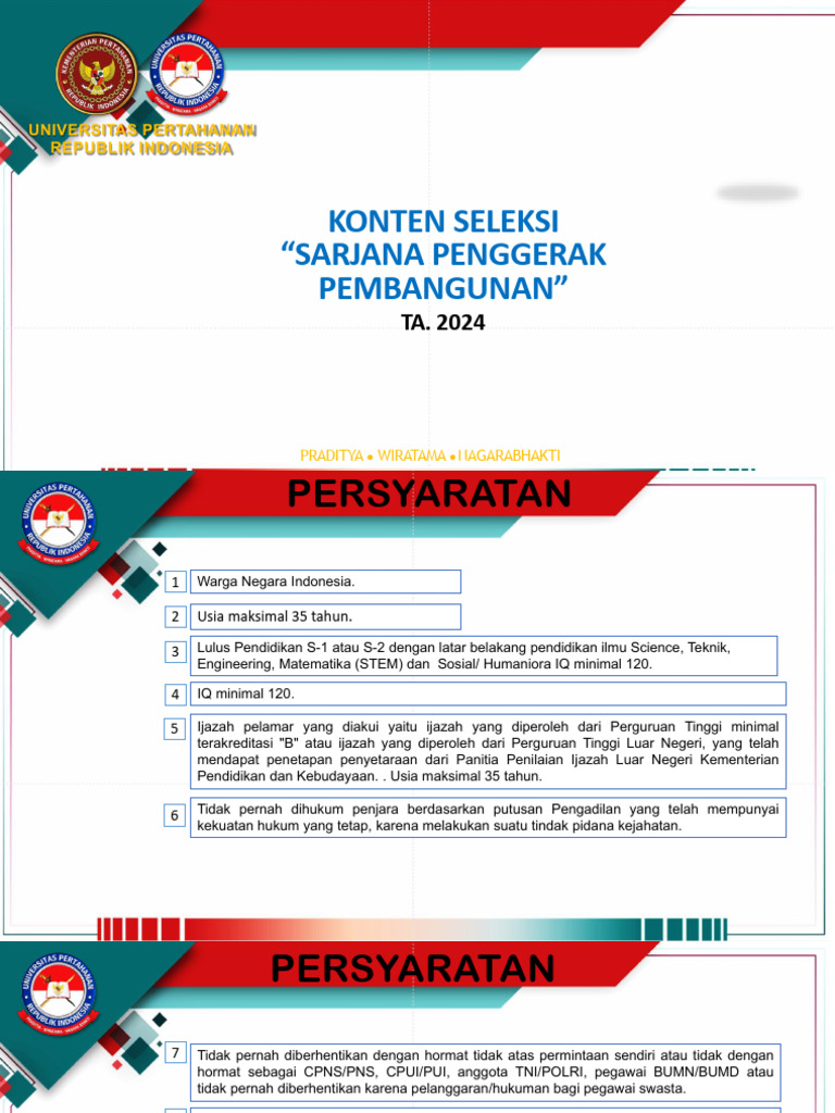 Seleksi Sarjana Penggerak 2024 Unhan | PDF