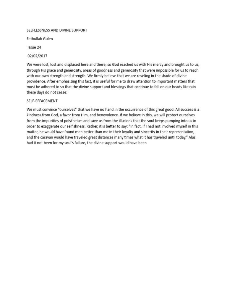 Selflessness and Divine Support | PDF | Career & Growth | Wellness