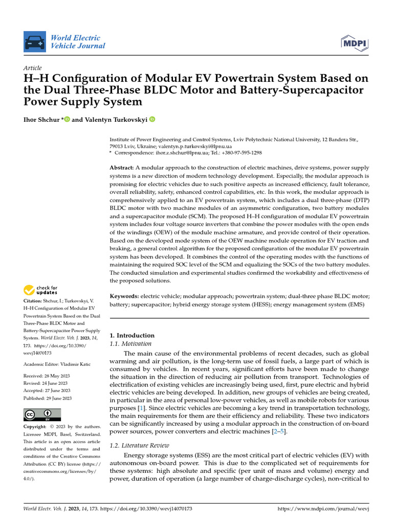 H-H Configuration of Modular EV Powertrain System | PDF | Electric ...