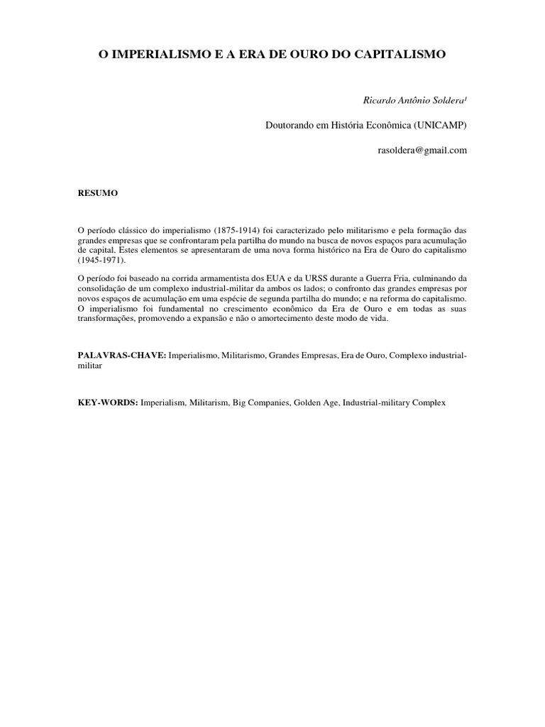 Imperialismo e Capitalismo: 1875-1971 | PDF | Os Estados Unidos | Japão