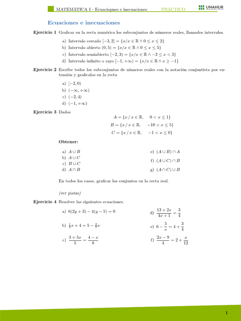 02 - Ecuaciones e Inecuaciones (Guía de Ejercicios) | PDF