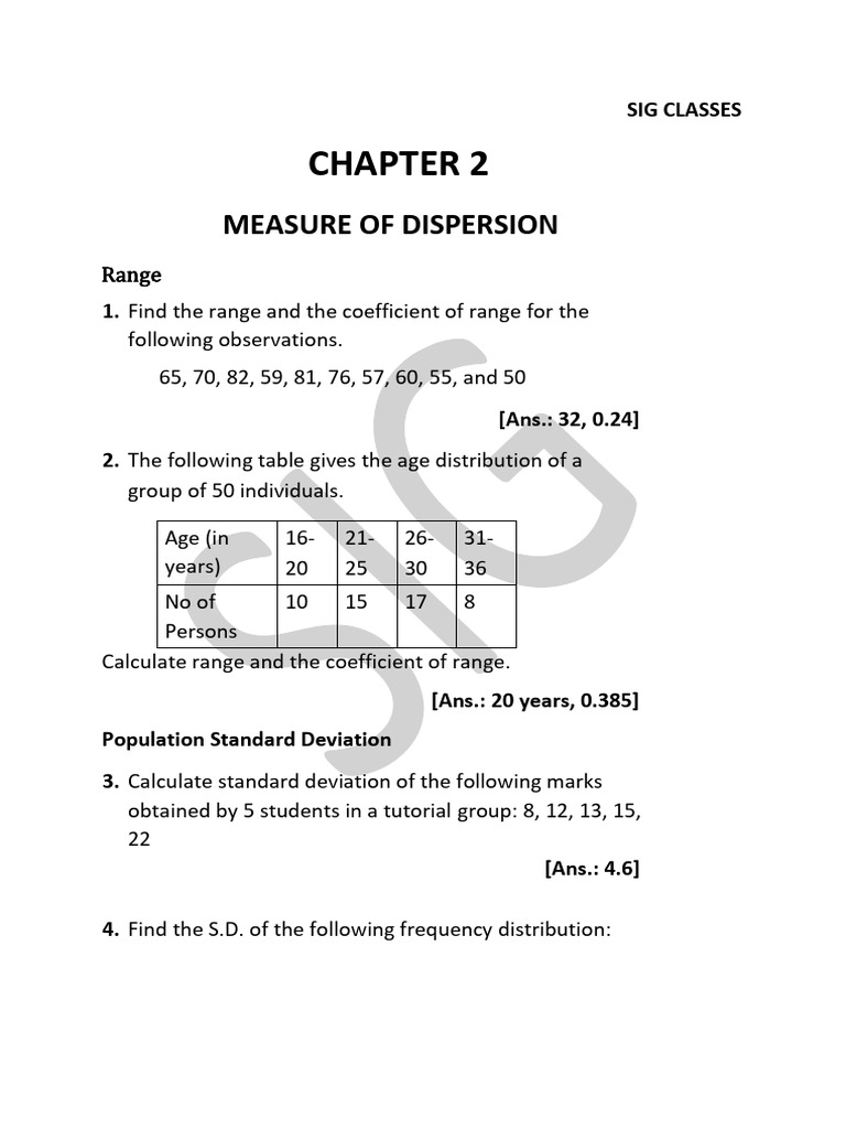 Ch-2 (Measure of Dispersion) | PDF | Standard Deviation | Mathematics