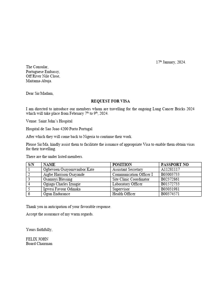 Request For Via | PDF