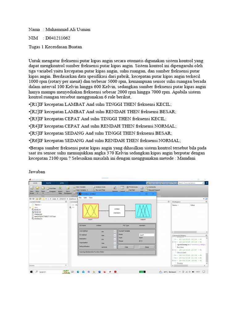 Tugas1 Kecerdasan Buatan D041211062 Muhammad Ali Usman | PDF | Griya & Taman | Komputer