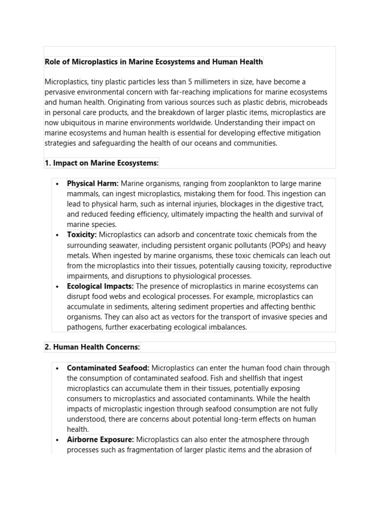 Microplastics: Impact on Health & Ecosystems | PDF | Ecology | Aquatic ...