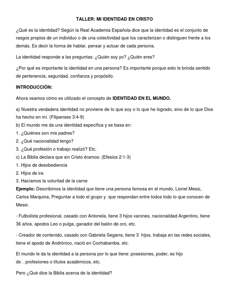 Identidad en Cristo | PDF | Jesús | Dios