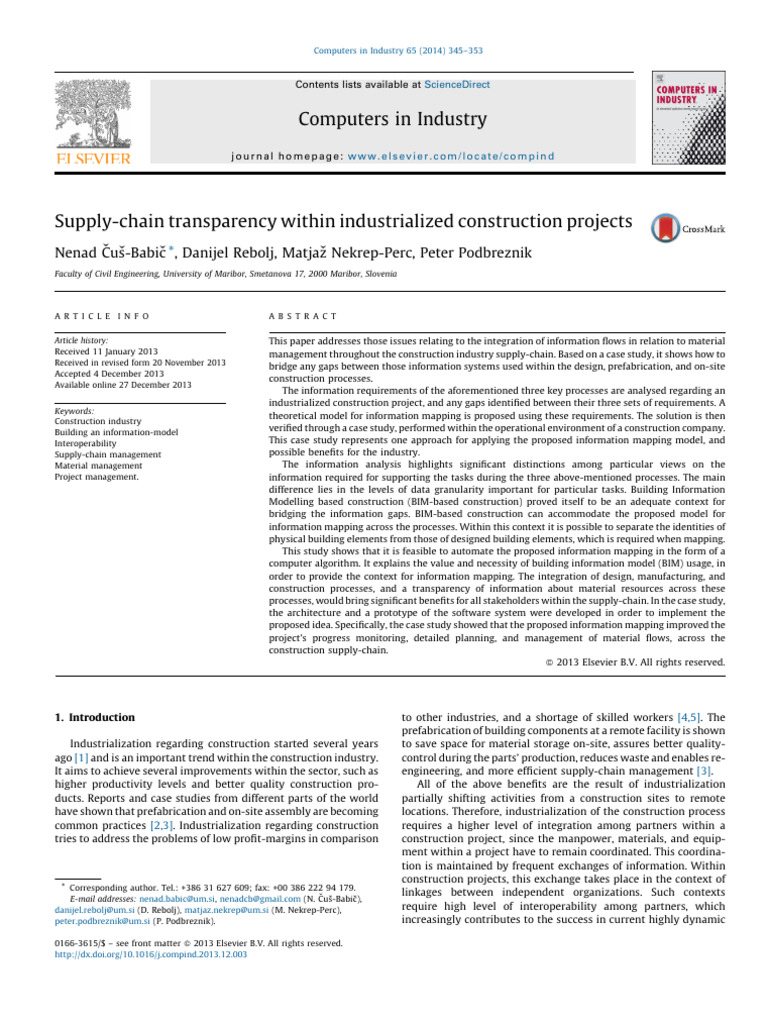 Enhancing Supply Chain Transparency in Construction | PDF | Building ...