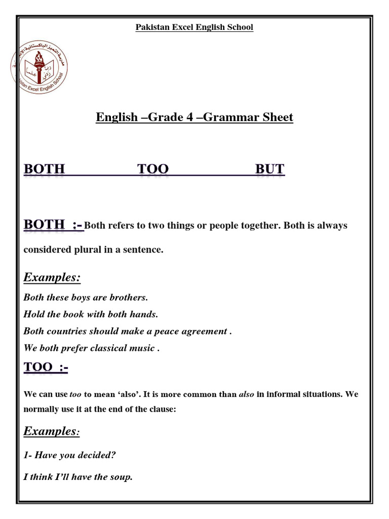 Grade 4 English Grammar Guide | PDF