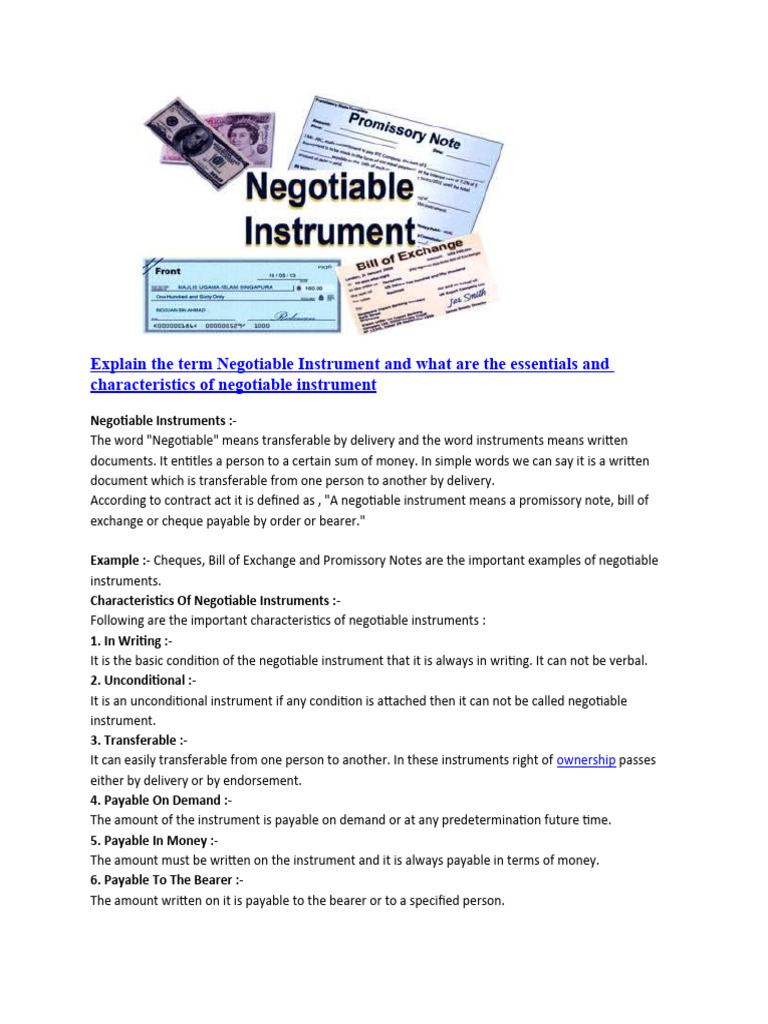 1.negotiable Instrument | PDF | Negotiable Instrument | Cheque