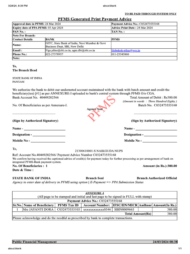 Report Card Pfms | PDF