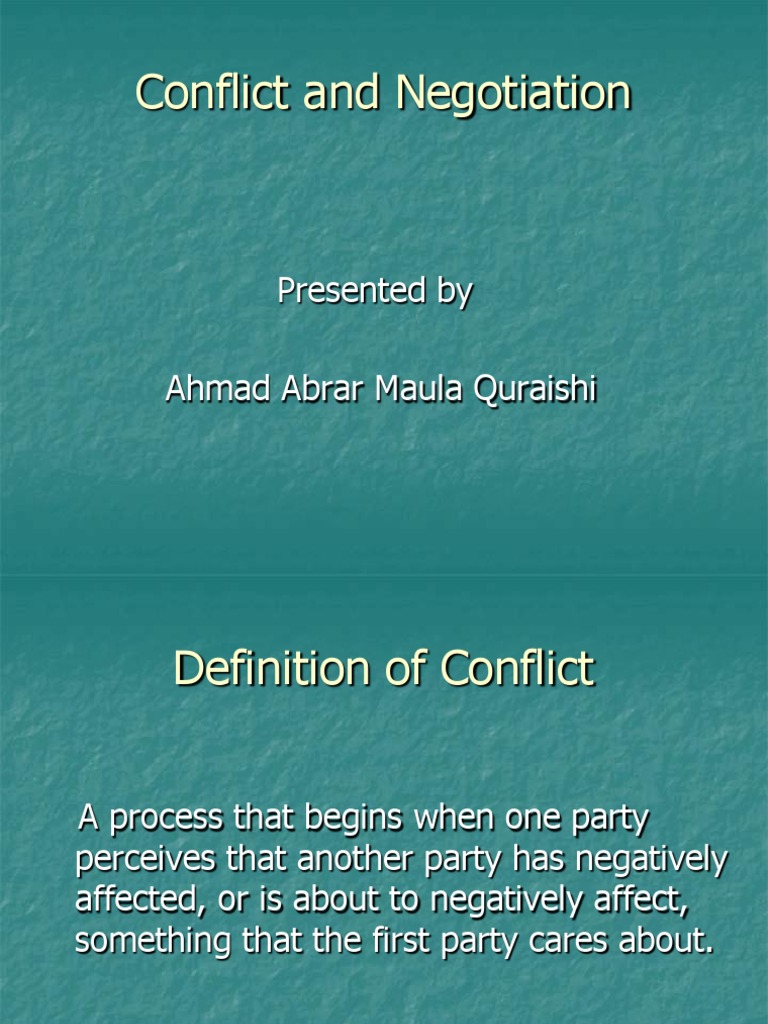Conflict and Negotiation (OB) | PDF | Negotiation | Conflict (Process)