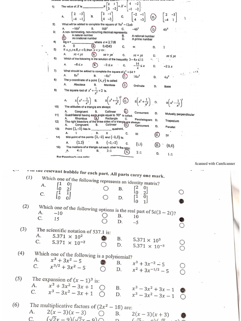 Math MCQS Class 9th | PDF