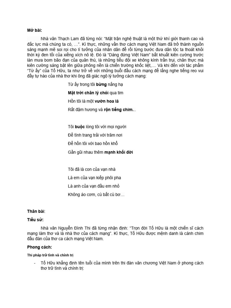 Phan Tich Bai Tho Tu Ay Cua To Huu | PDF