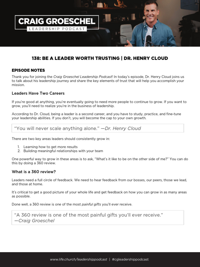 138 - CGLP Leader Guide - Henry Cloud | PDF | Leadership | Motivation