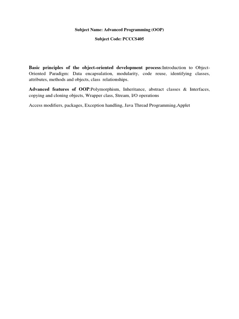 Advanced OOP for CS Students | PDF